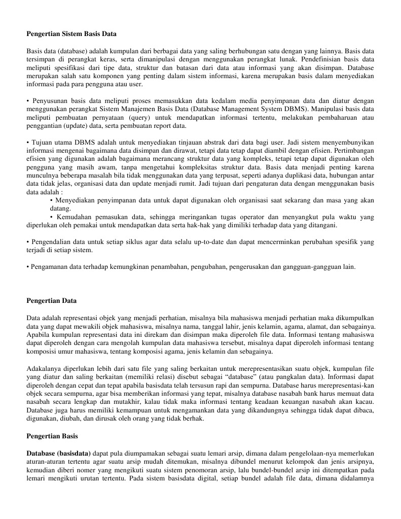 Pengertian Sistem Basis Data | PDF