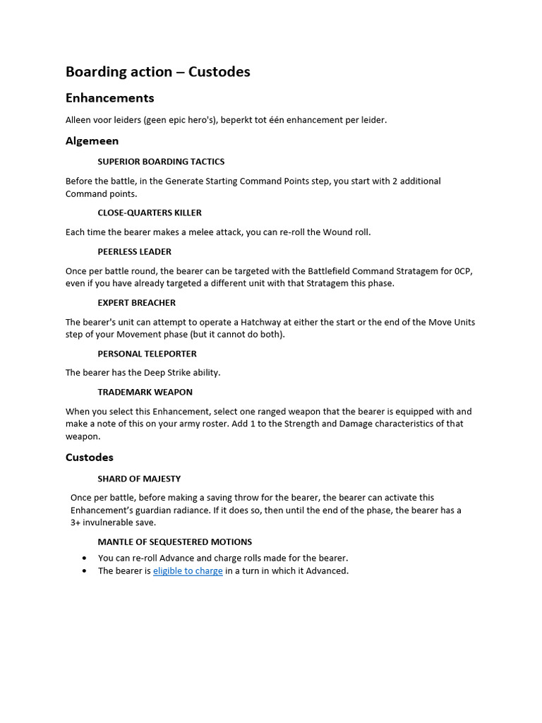 Custodes Boarding Action Enhancements | PDF