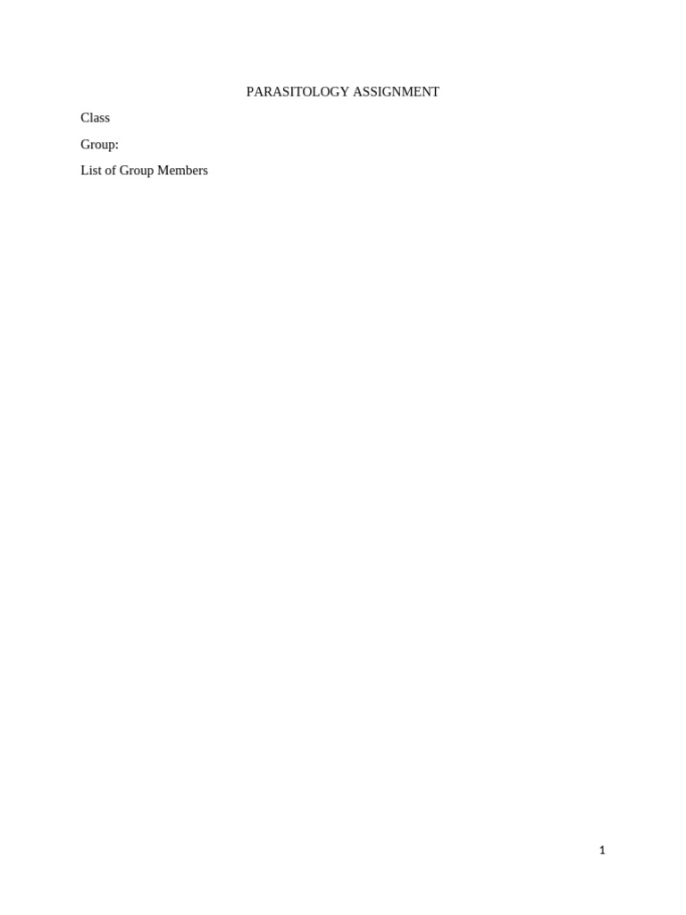 Parasitology Assignment Overview | PDF | Parasitism | Microbiology