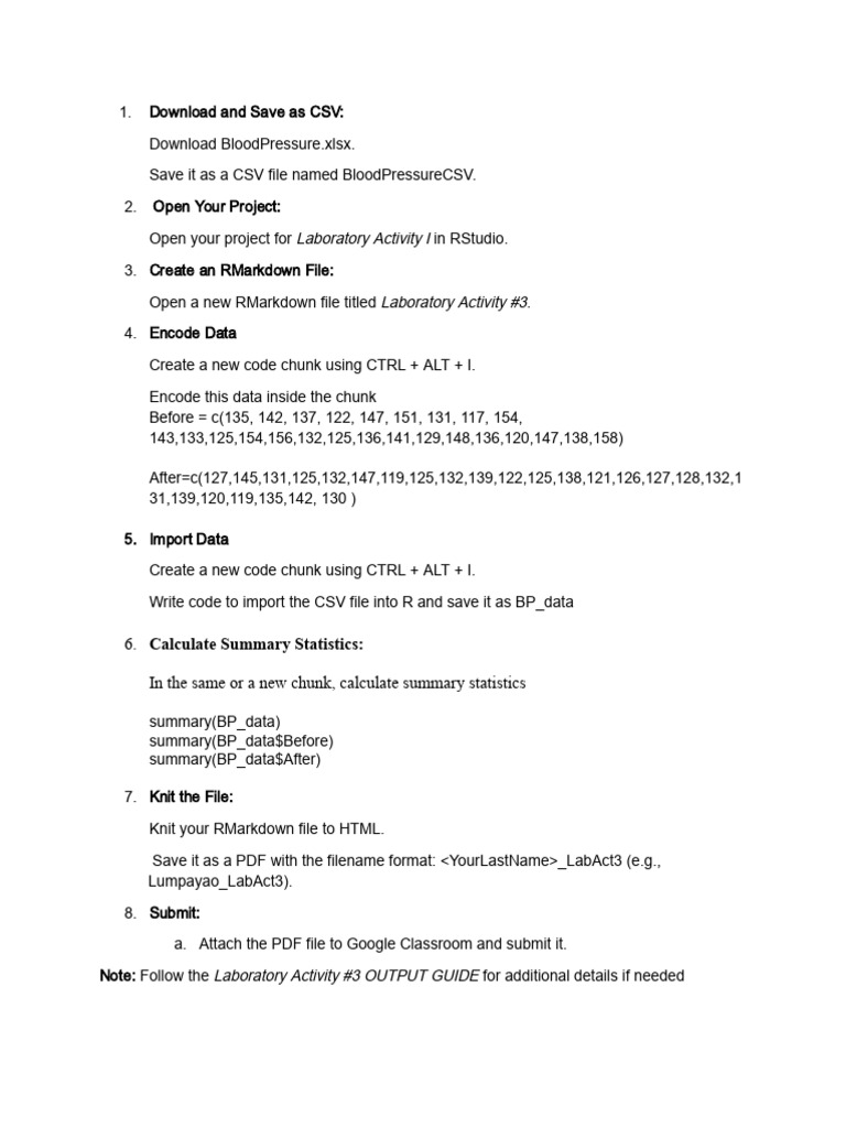 Instructions Laboratory Acivity III | PDF