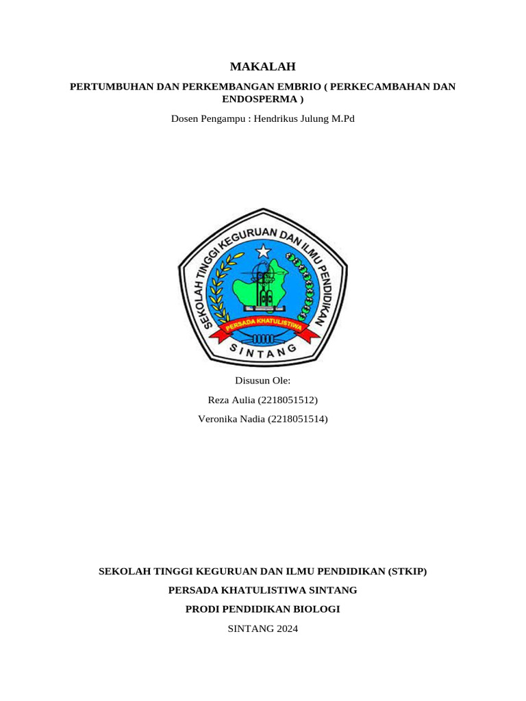Pertumbuhan dan Perkembangan Embrio | PDF