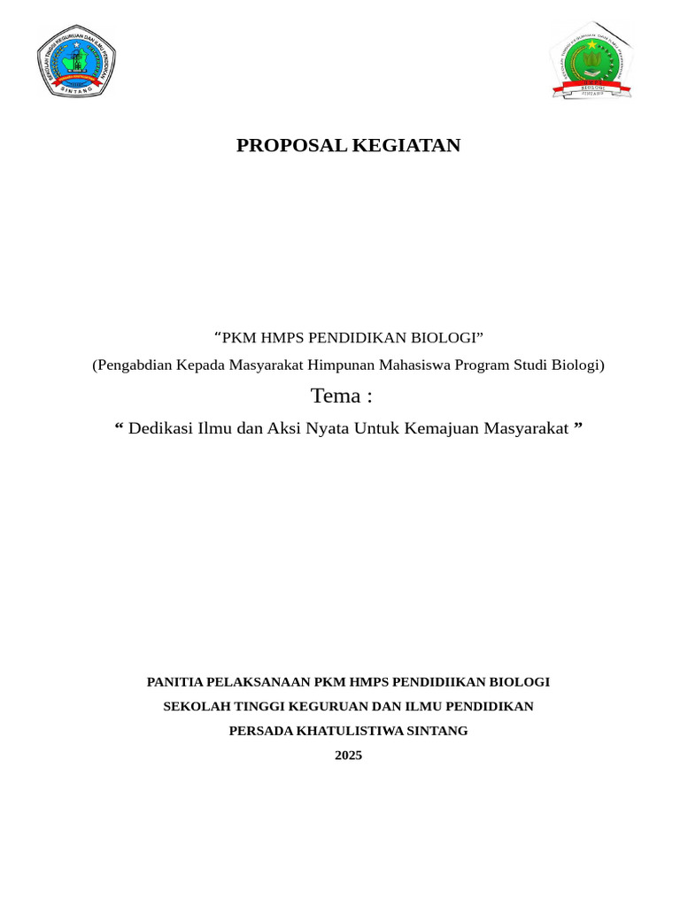 Proposal PKM HMPS Biologi | PDF