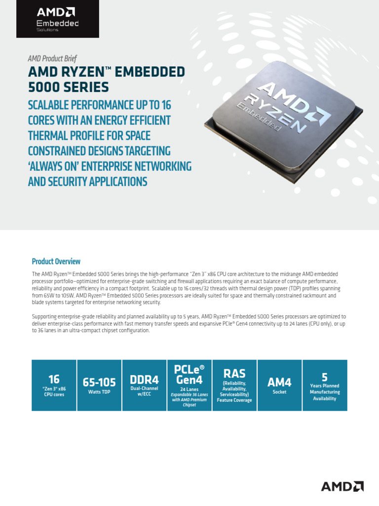 Amd Ryzen Embedded 5000 Product Brief | PDF | Central Processing Unit | Computer Engineering
