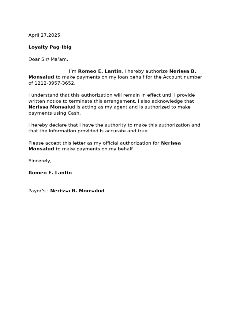 Authorized Letter Neri | PDF