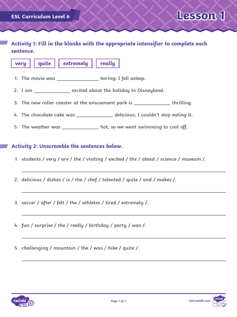 T 1704872699 Esl Curriculum Level 6 Lesson 1 Worksheet - Ver - 3 | PDF ...