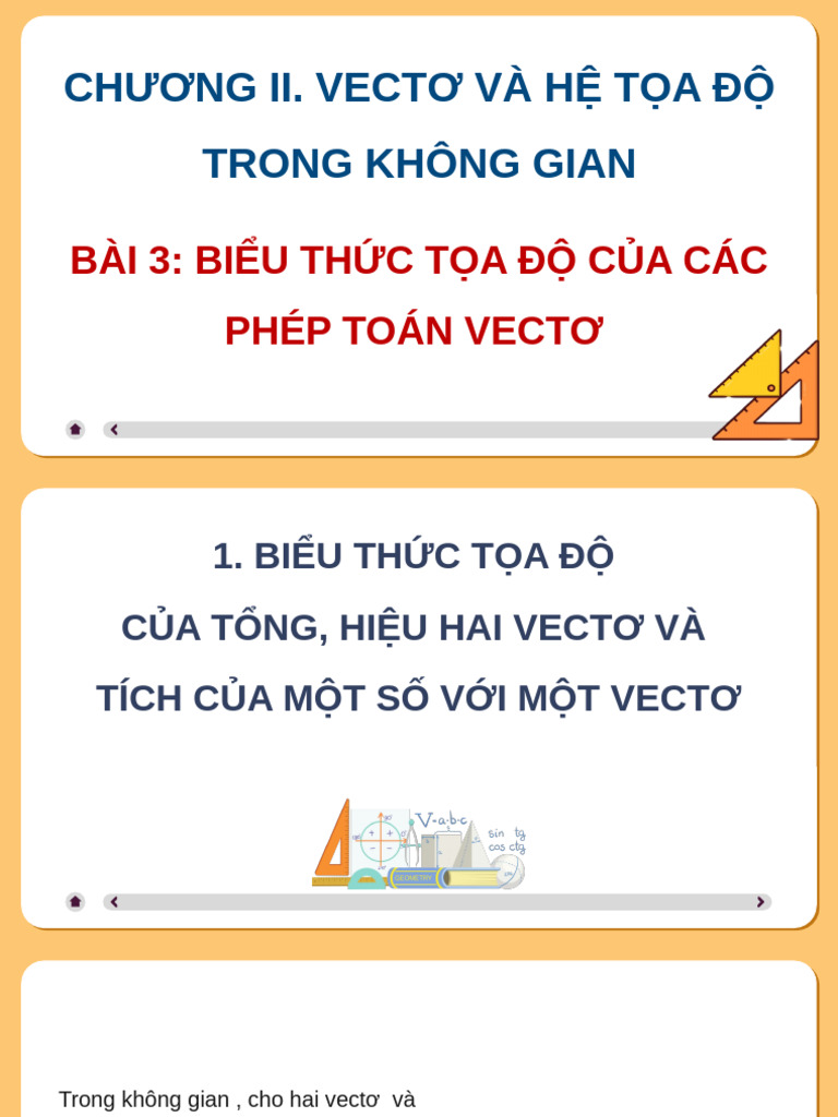RG Chuong2 Bai3 Bieu Thuc Toa Do Cua Cac Phep Toan Vecto | PDF