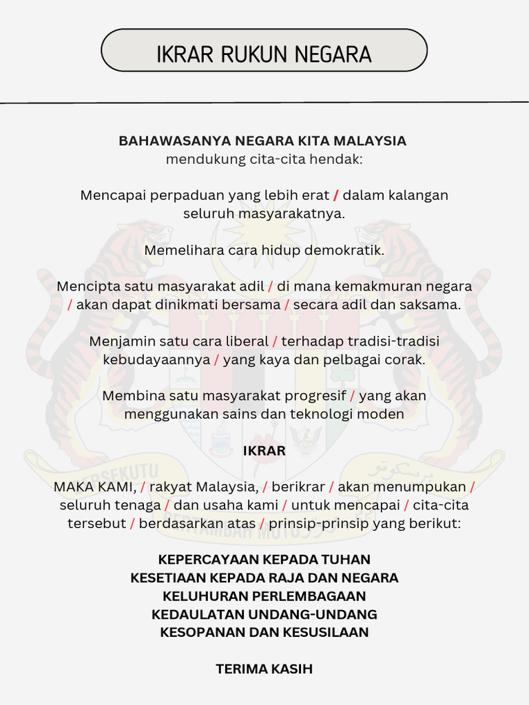 Ikrar Rukun Negara | PDF