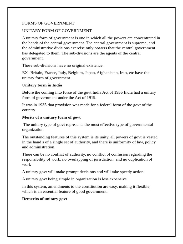 Forms of Government | PDF
