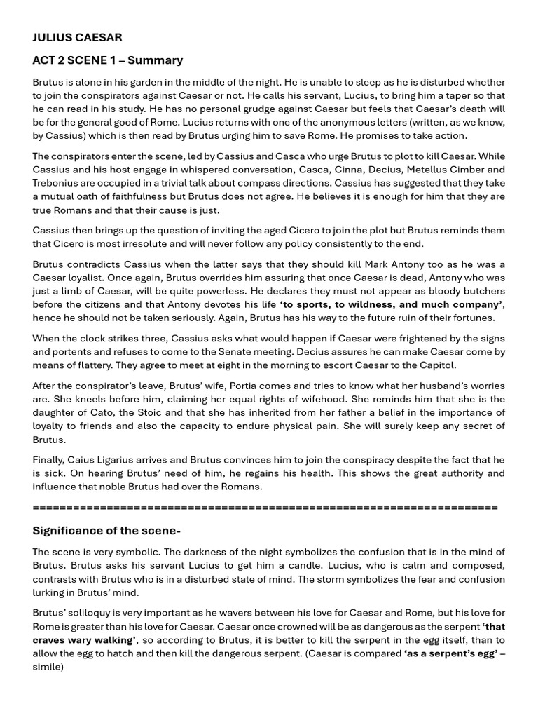 Julius Caesar - Act 2 Scene 1 | PDF | Julius Caesar | Mark Antony