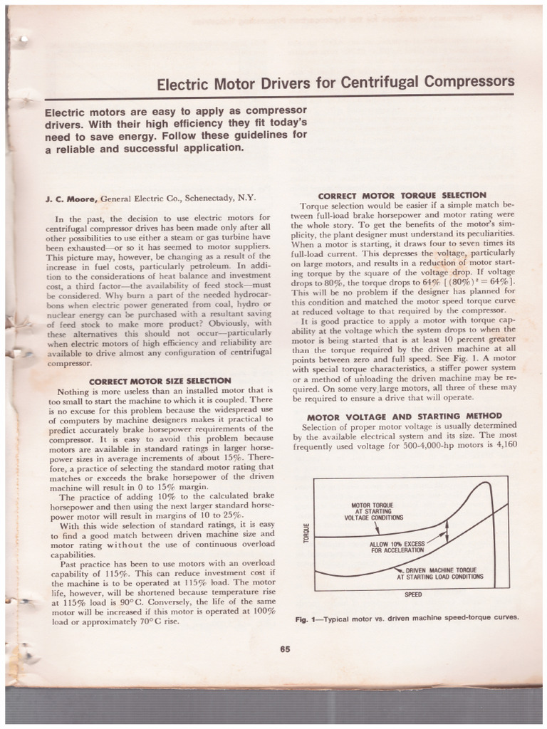 Electric Motor Drivers For Centrifugal Compressors | PDF
