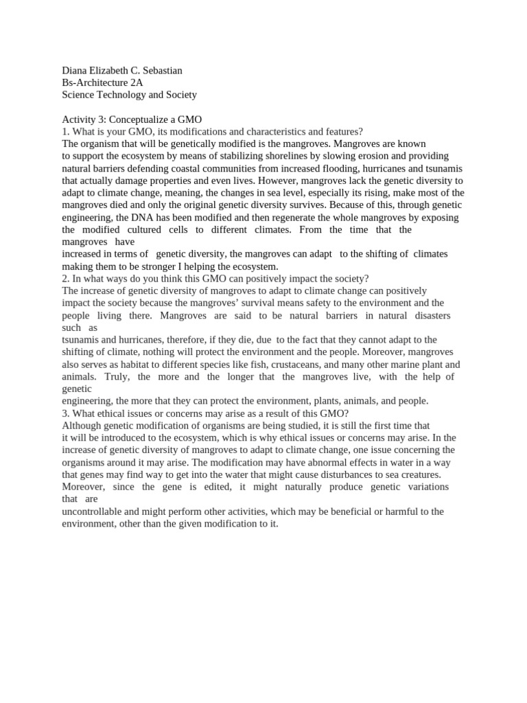 Sebastian STS Conceptualize A Gmo | PDF | Mangrove | Coast