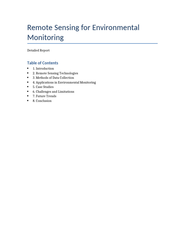 Remote Sensing Environmental Monitoring Report | PDF | Remote Sensing ...
