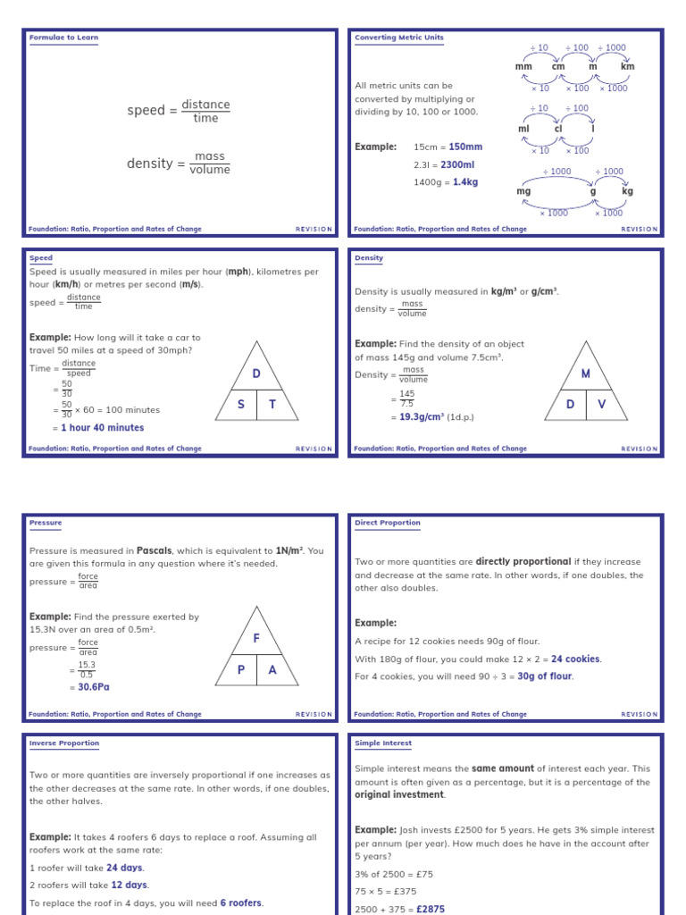 Foundation Revision Flashcards – Ratio, Proportion and Rates of Change ...