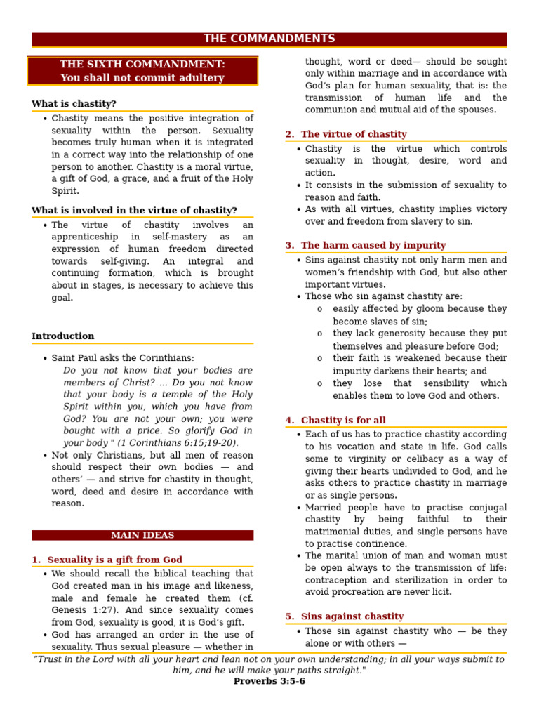 The Commandments - 4TH Quarter | PDF | Chastity | Religious Belief And ...