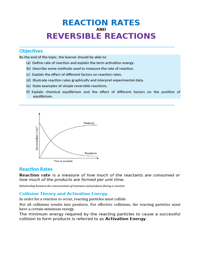 4.3 Reaction Rates and Reversible Reactions | PDF | Reaction Rate ...