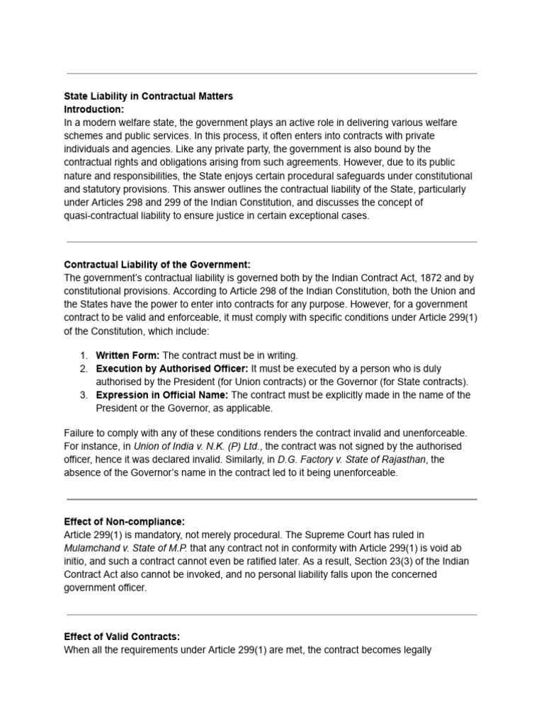 State Liability in Contracts and Torts | PDF | Tort | Legal Liability