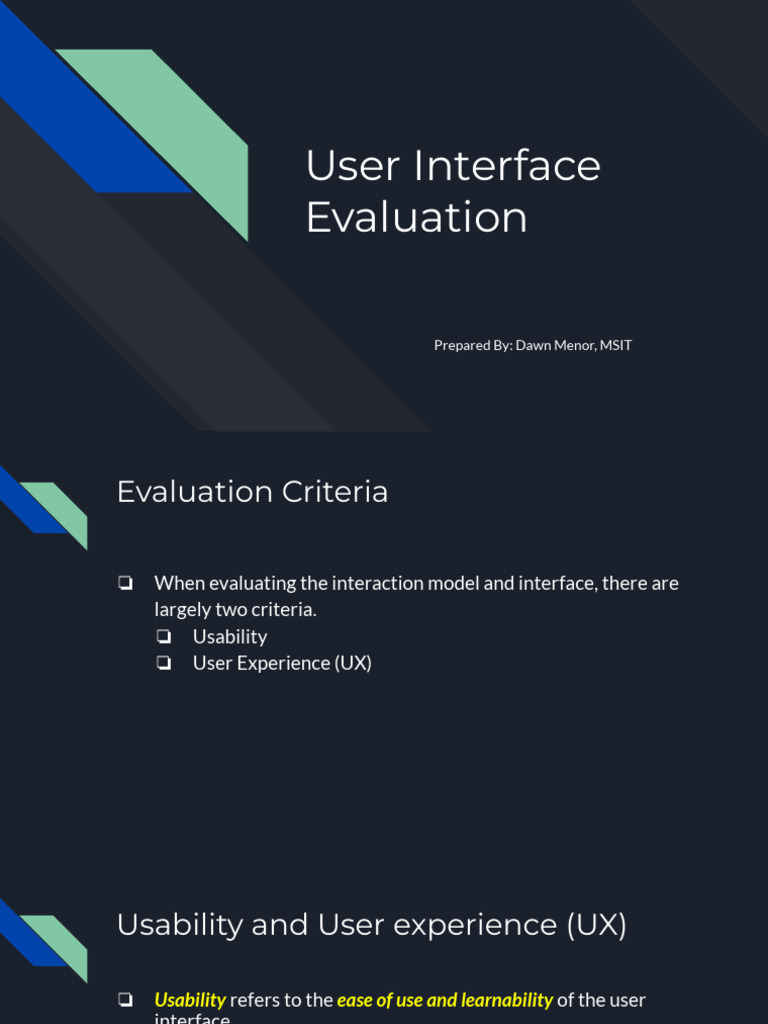 User Interface Evaluation Criteria Guide | PDF | Usability | User ...