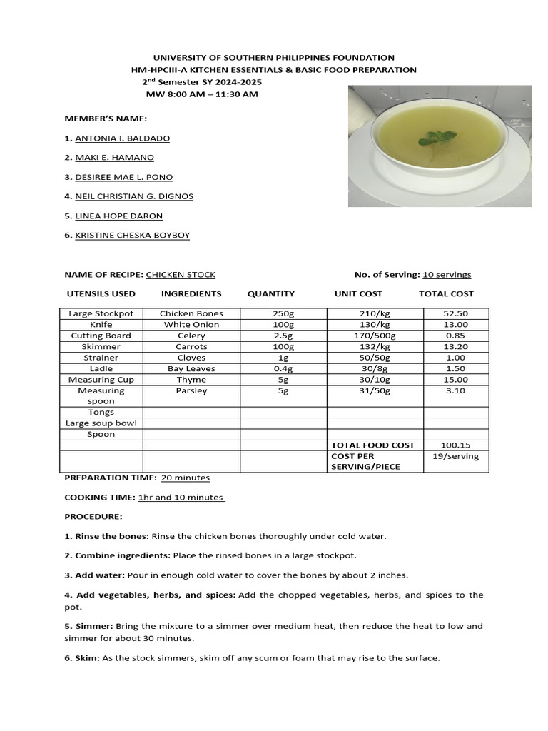 Group 2 Recipe Costing AutoRecovered | PDF | Pasta | Spaghetti