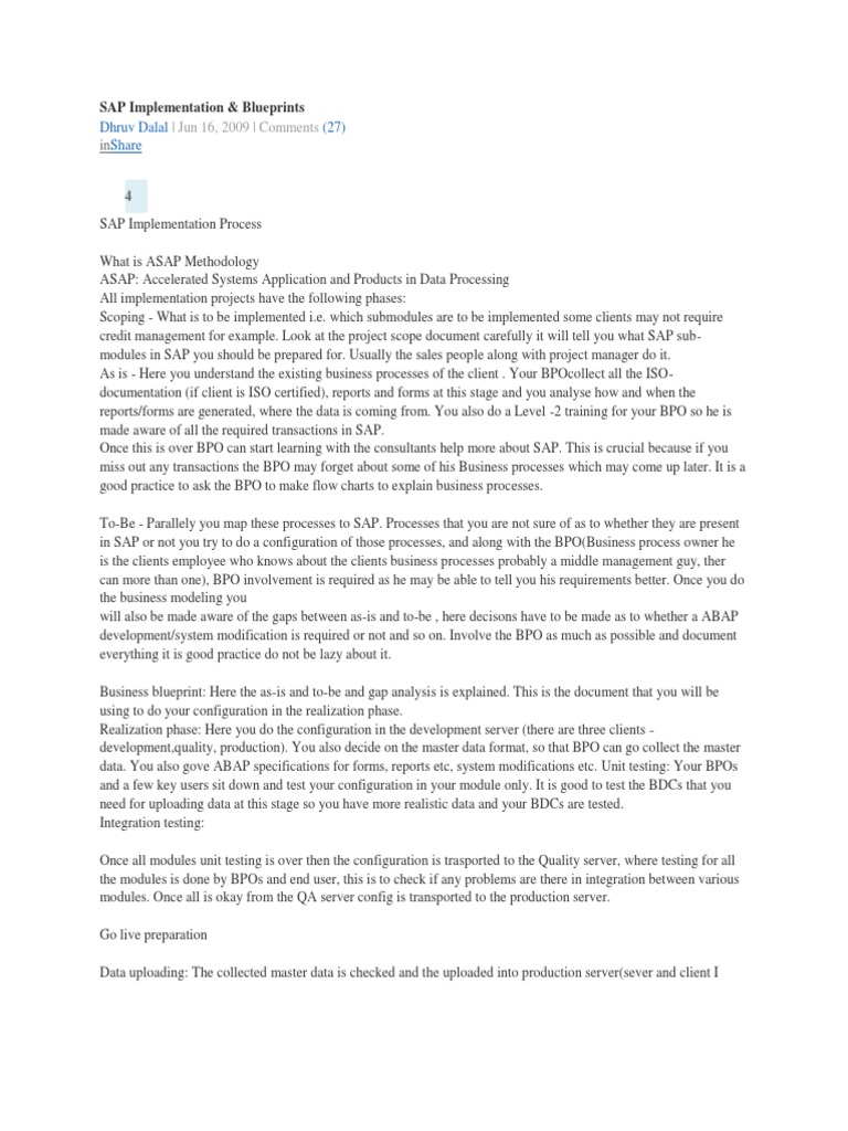 SAP Implementation & Blueprints: Understanding the ASAP Methodology and ...