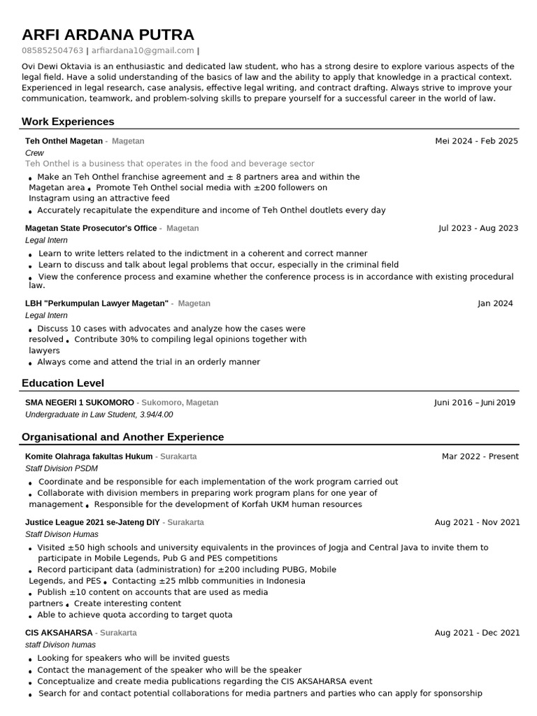 Arfi Ardana Putra-Resume | PDF