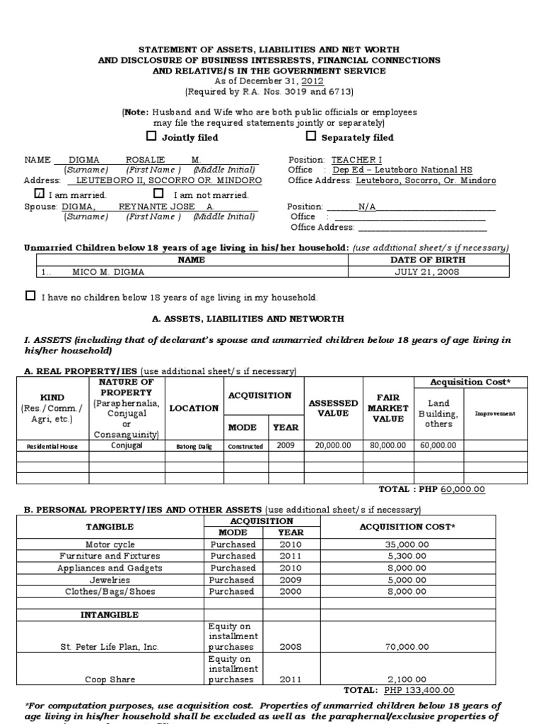 Assets and Liabilities NEW Form | Expense | Loans