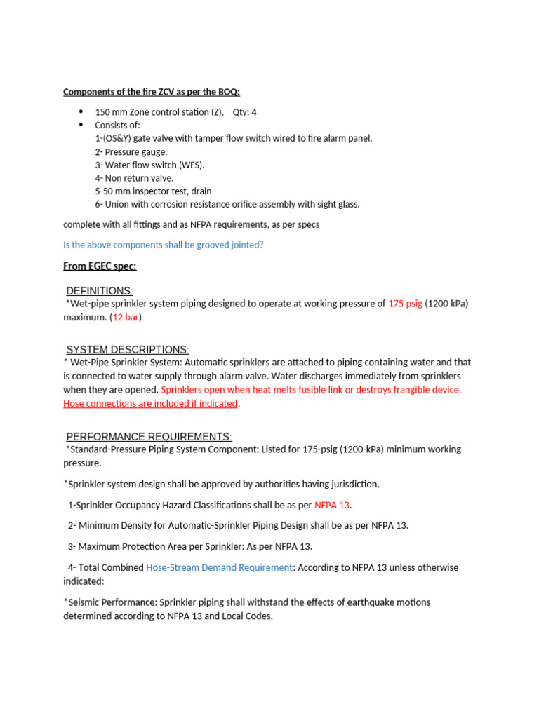ZCV Assembly Components for Fire Systems | PDF