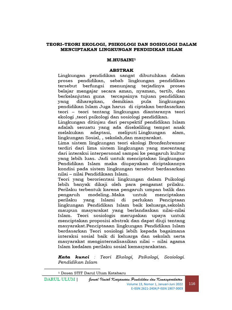 husaini,+8.+116+-+137M+HUSAINI--TEORI–TEORI+EKOLOGI,+PSIKOLOGI+DAN+SOSIOLOGI+DALAM+MENCIPTAKAN ...