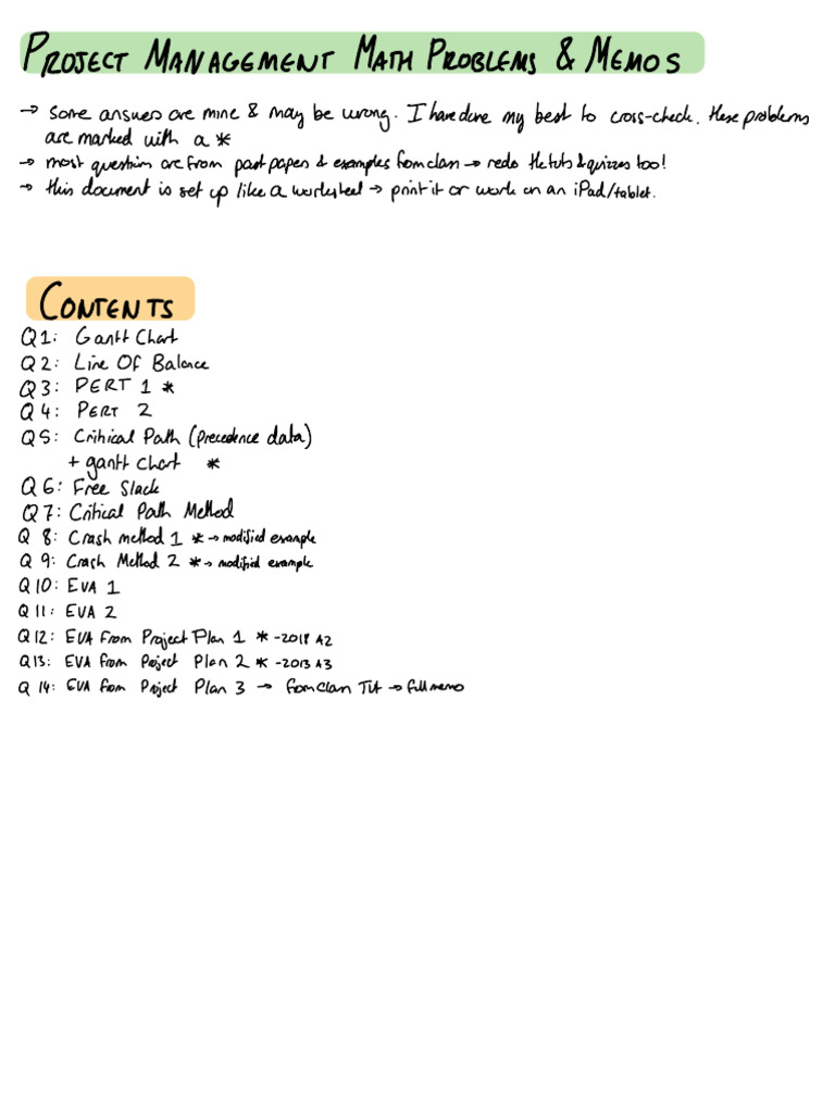 ProjMan Math Problems & Memo | PDF | Scheduling (Computing) | Analysis