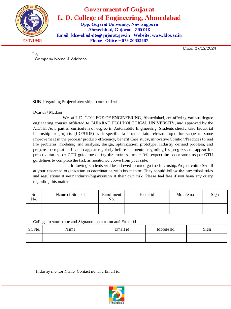 Noc Format Internship Final Sem Even 2024-2025 | PDF
