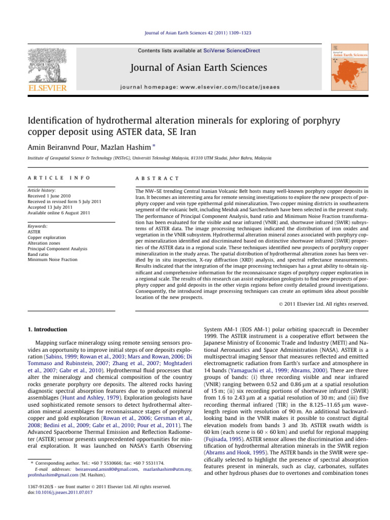 Identification of Hydrothermal Alteratio | PDF | Principal Component ...