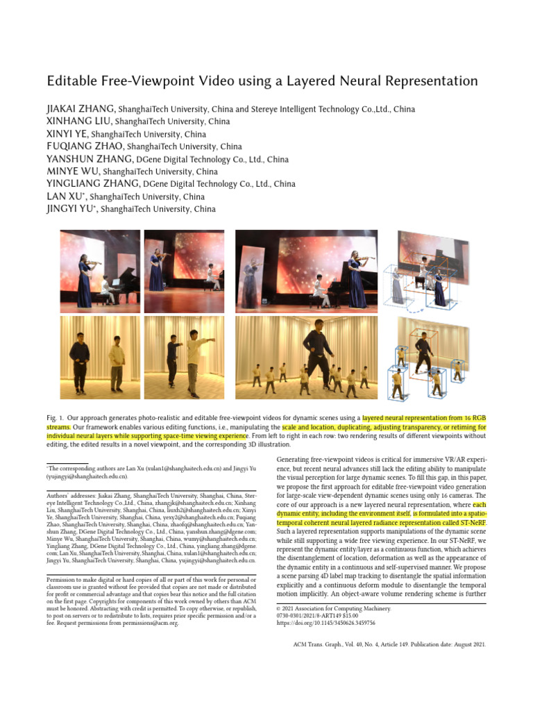 Editable Free-Viewpoint Video Using A Layered Neural Representation ...
