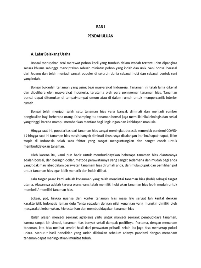Proposal Bisnis Tanaman Bonsai | PDF