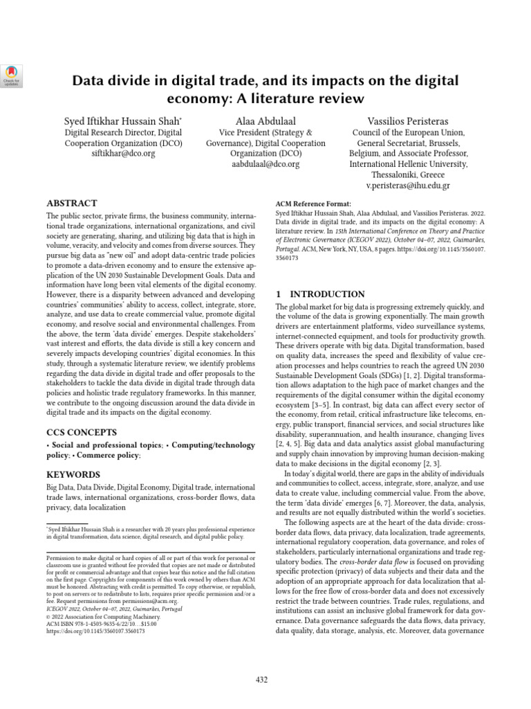 Data Divide in Digital Trade, and Its Impacts On The Digital Economy A ...