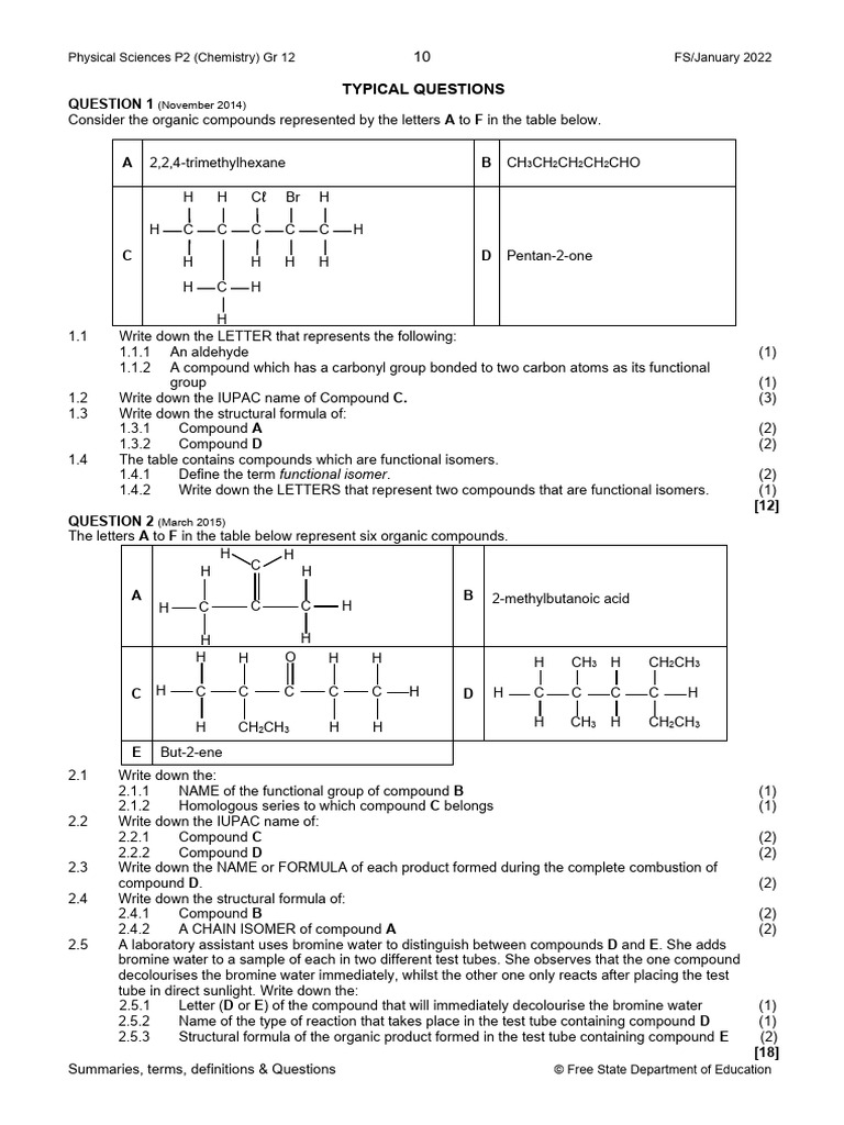 Paper 2 Practice Problems Physics | PDF | Alkane | Intermolecular Force