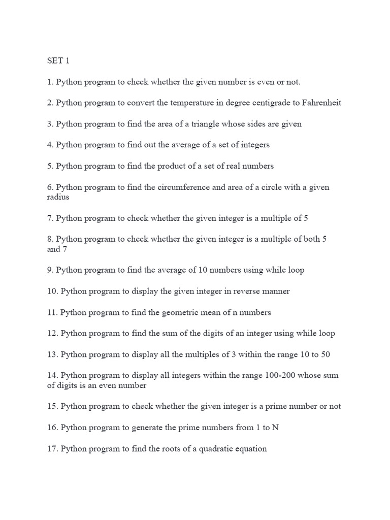 Pyhon Exercise Questions | PDF