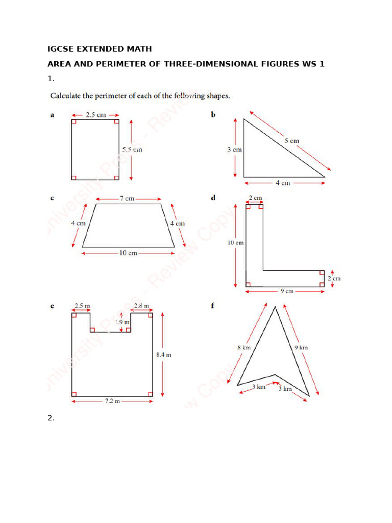 0580 Area and Perimeter of Three-Dimensional Figures WS | PDF