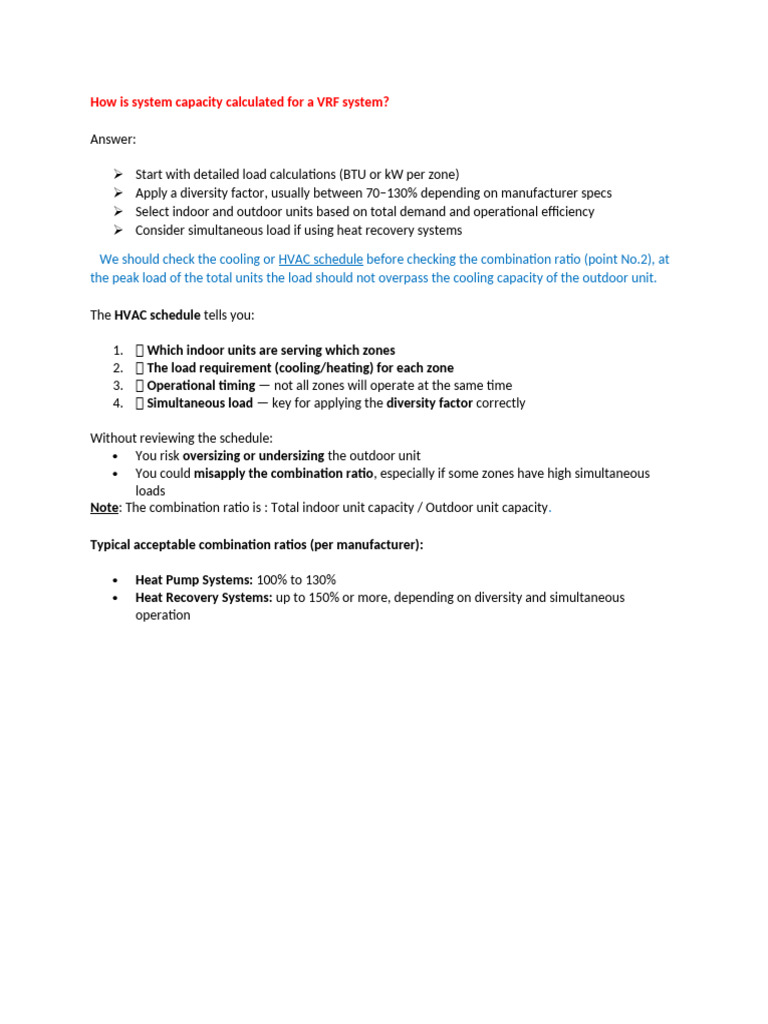 VRF System Capacity Calculation Guide | PDF