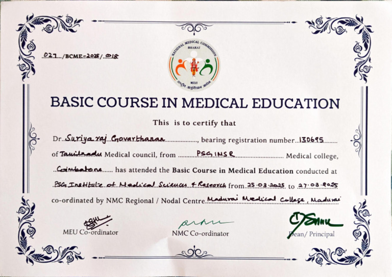 BCME 25-27 MARCH 2025 - DR Venugopal MADURAI MEDICAL COLLEGE | PDF