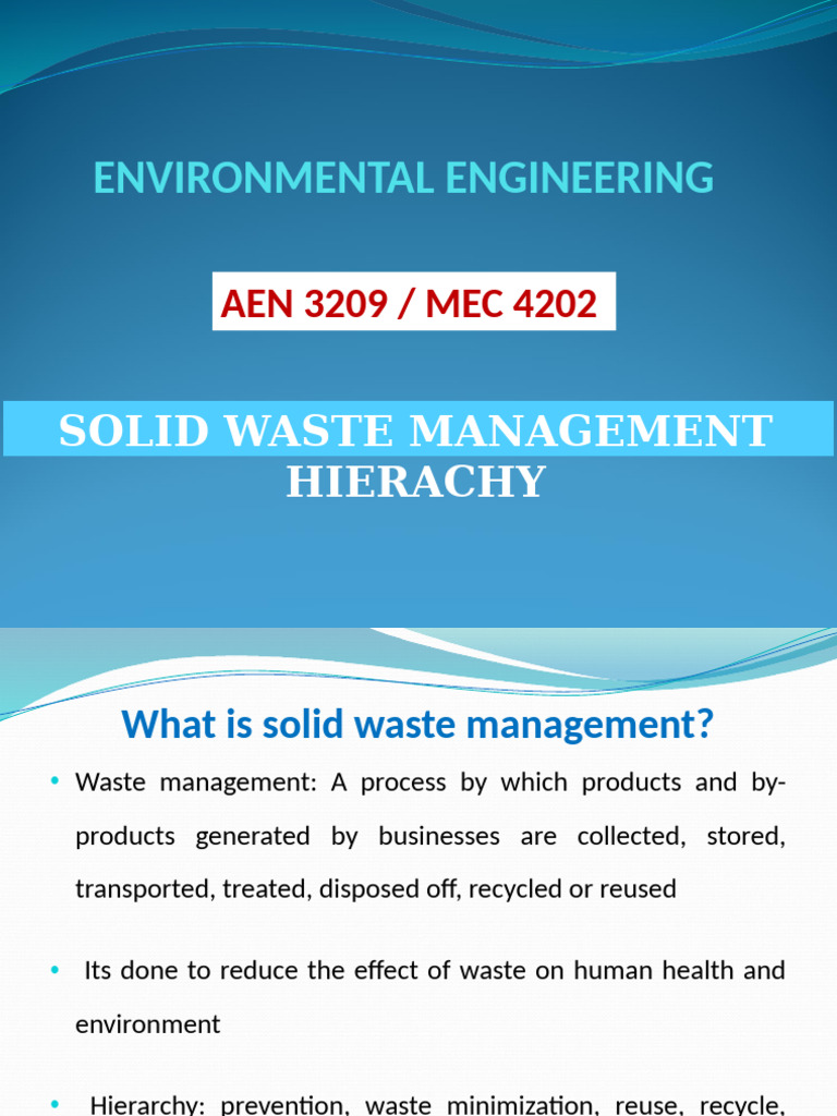Solid Waste Management Hierarchy Guide | PDF | Recycling | Waste Management