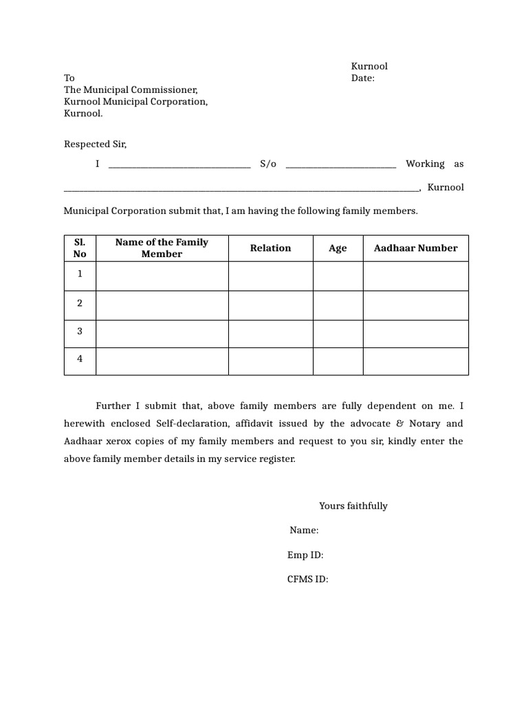 family member add in SR | PDF