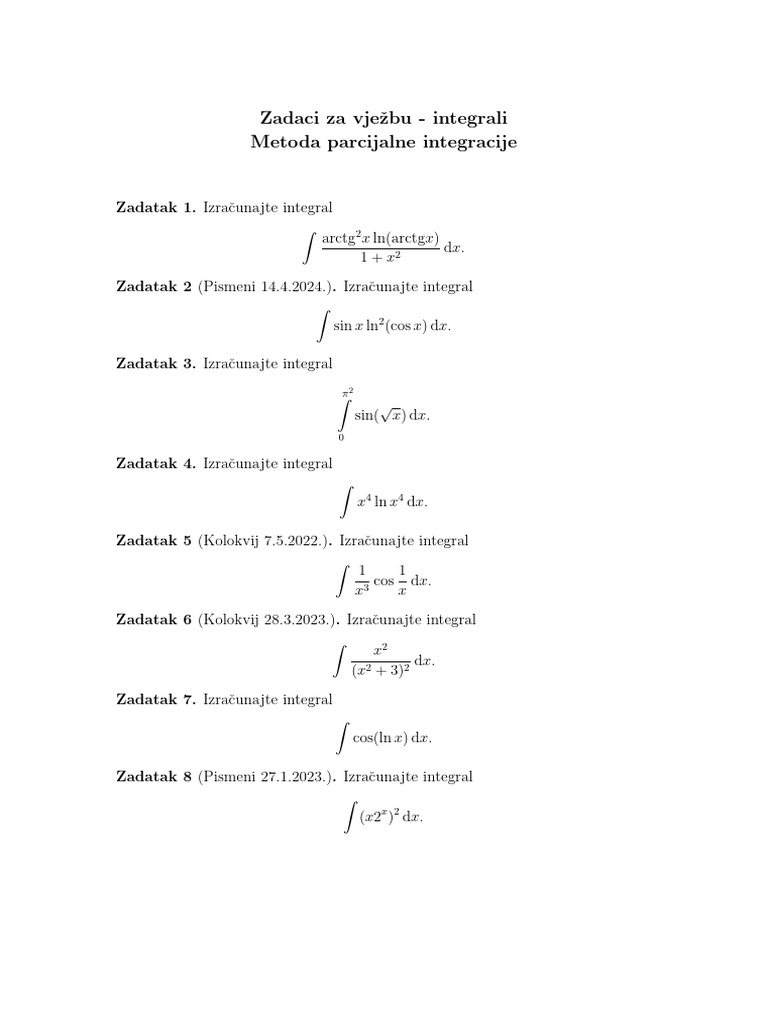 DZ02 Metoda Parcijalne Integracije | PDF