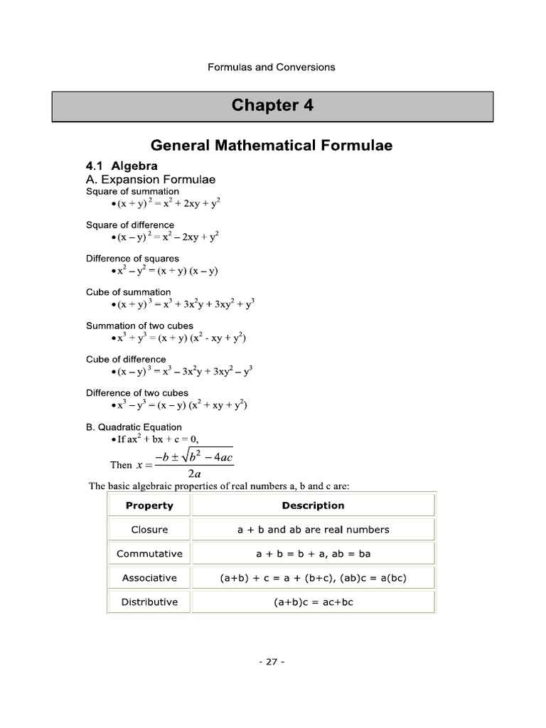 01 Maths Formula | PDF