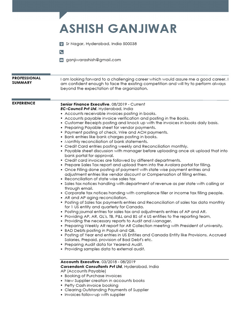 Naukri AshishGanjiwar (5y 6m) | PDF | Accounts Payable | Financial Services