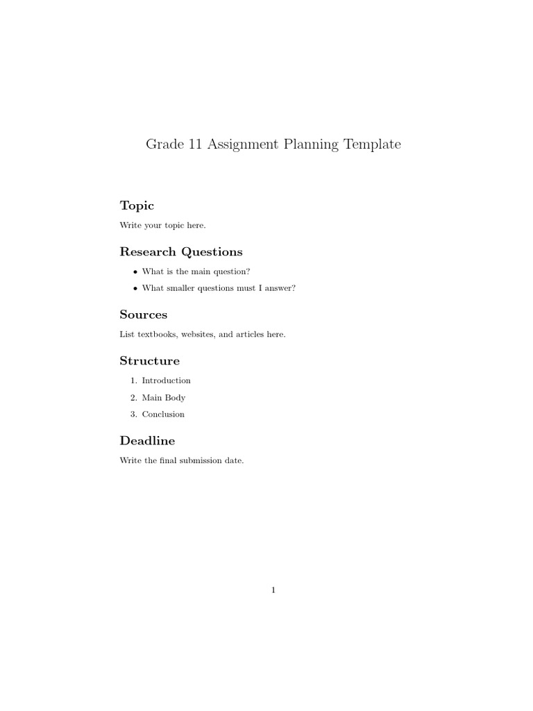 Assignment Planning Template | PDF