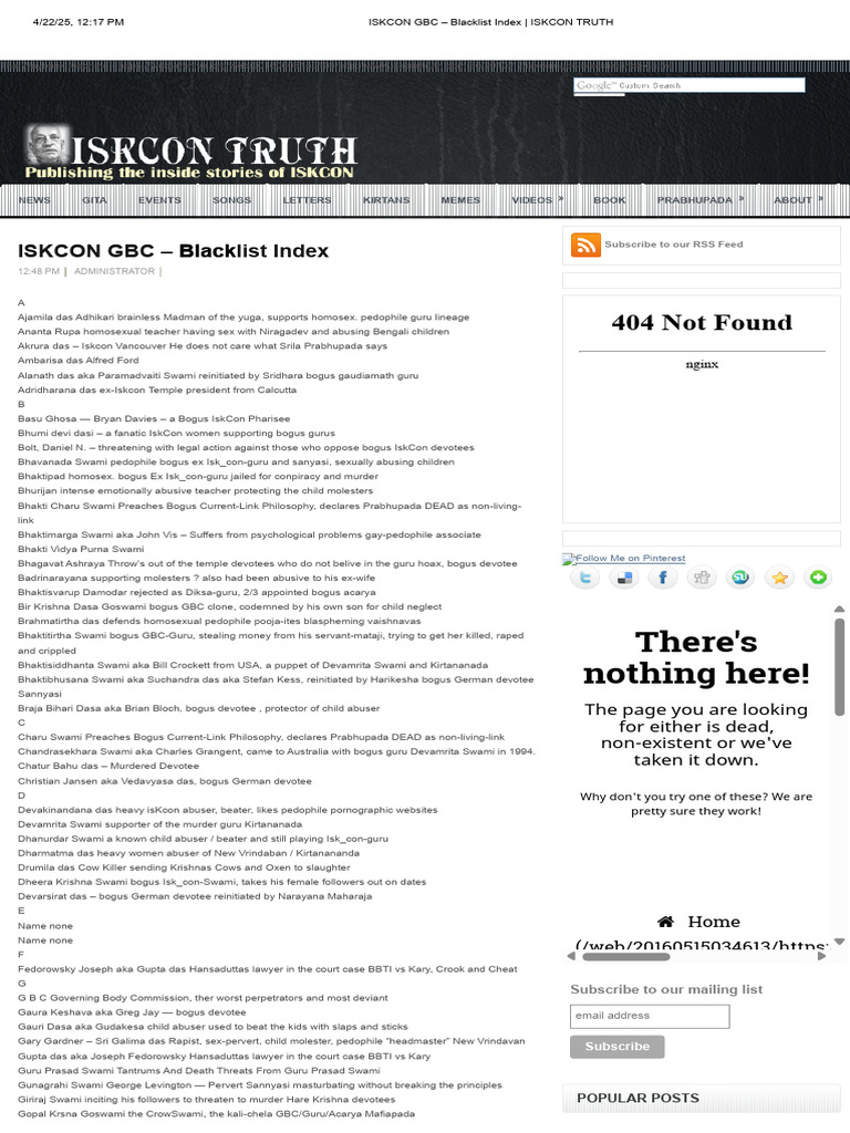 ISKCON GBC – Blacklist Index _ ISKCON TRUTH | PDF | Guru | Vaishnavism