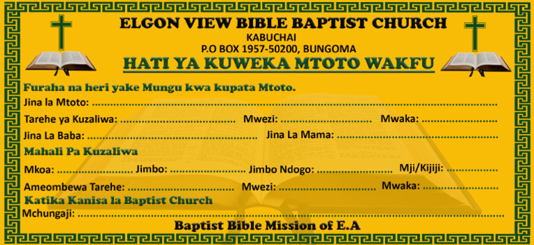 ELGON VIEW BIBLE BAPTIST CHURCH | PDF