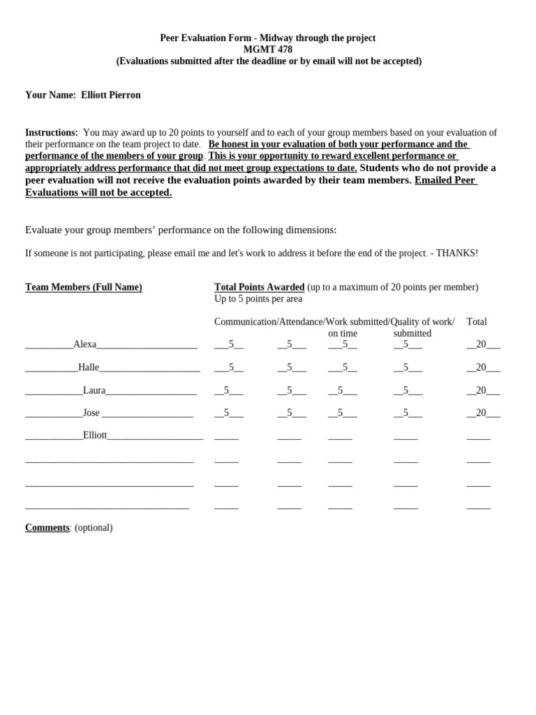 Midterm Peer Evaluation SM | PDF