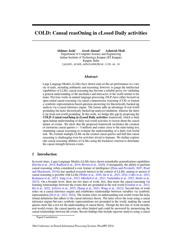 COLD Causal Reasoning in Closed Daily Activities | PDF | Causality