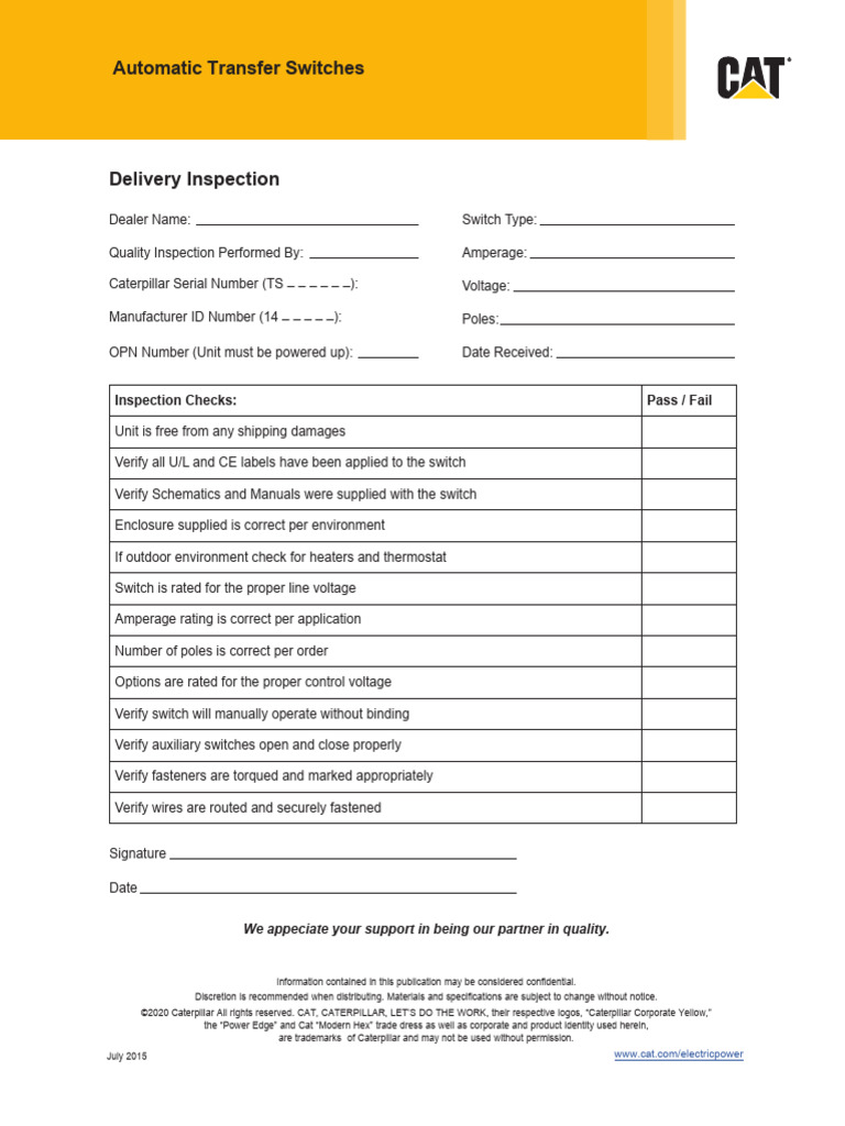 ATS Delivery Inspection Form | PDF