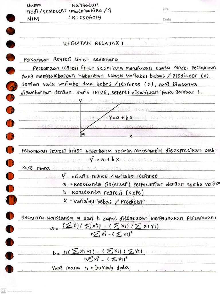 Tugas Rangkuman Regresi Linear Sederhana Najha | PDF
